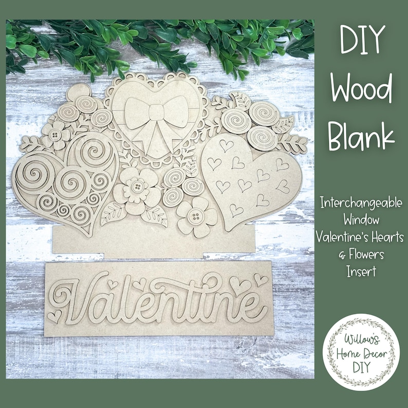 DIY Interchangeable Window Box Add-on Hearts & Flowers | Valentine's ...