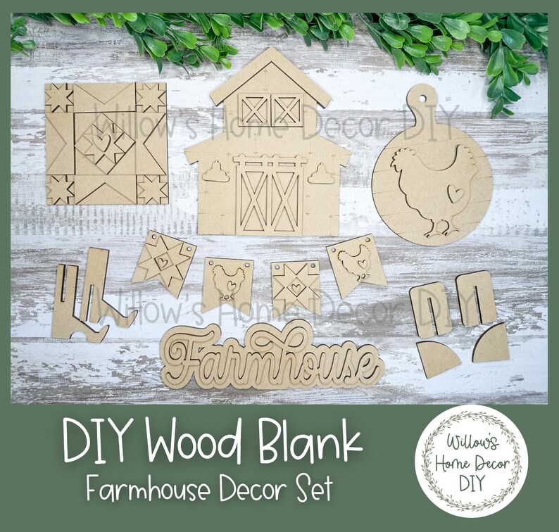DIY Farmhouse Decor Set - Chicken Decoration - Barn Quilt - Craft Kit ...