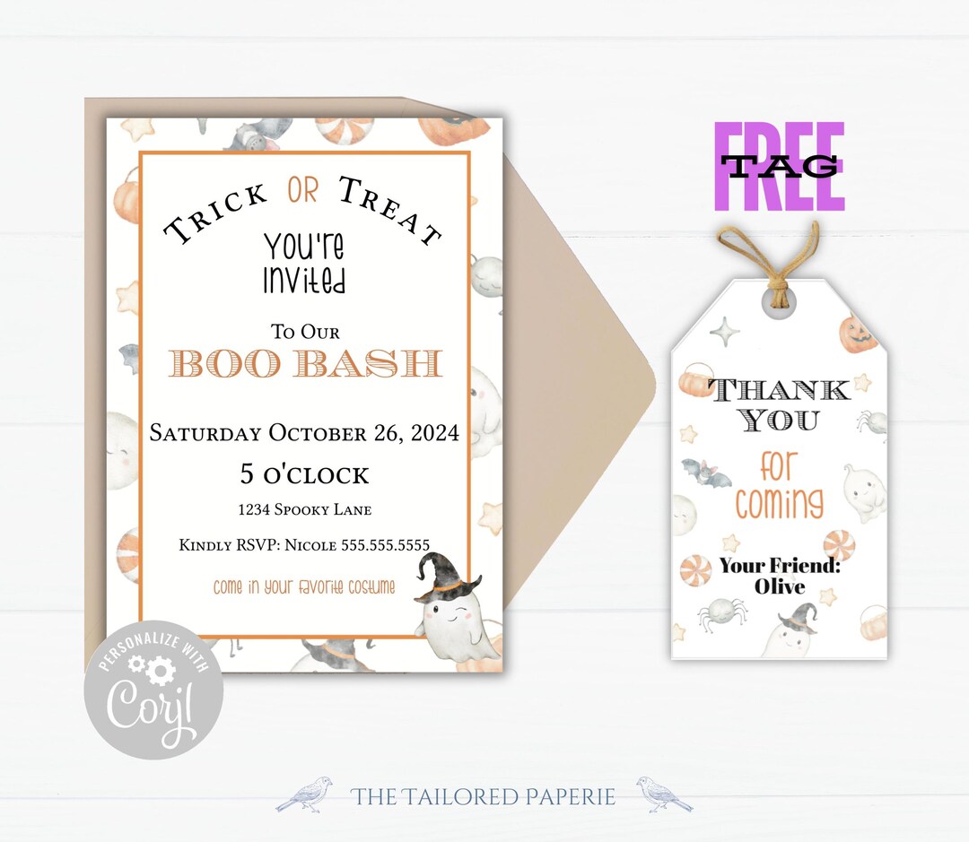 Editable Boo Bash Invitation Printable Halloween Party Trick or Treat ...