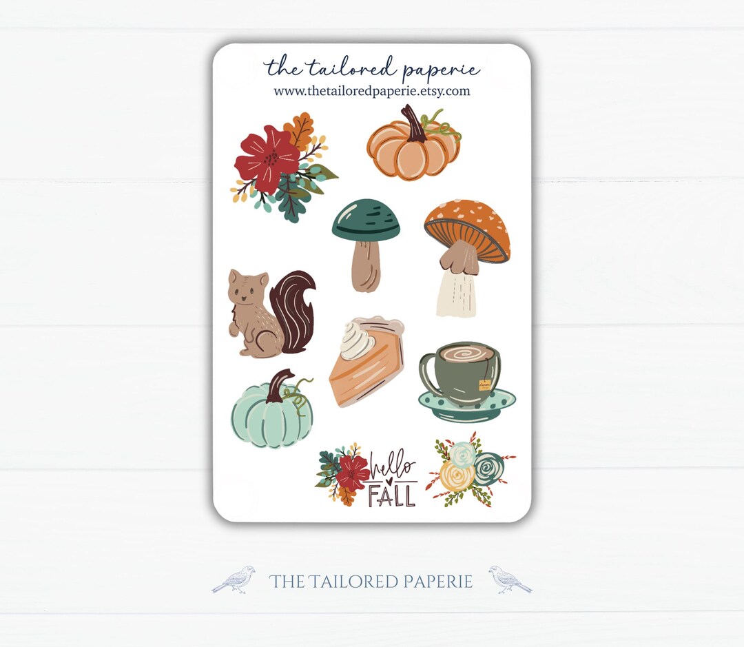Fall Doodle Sticker Sheet | Fall Hand Drawn Illustrations | Vinyl ...