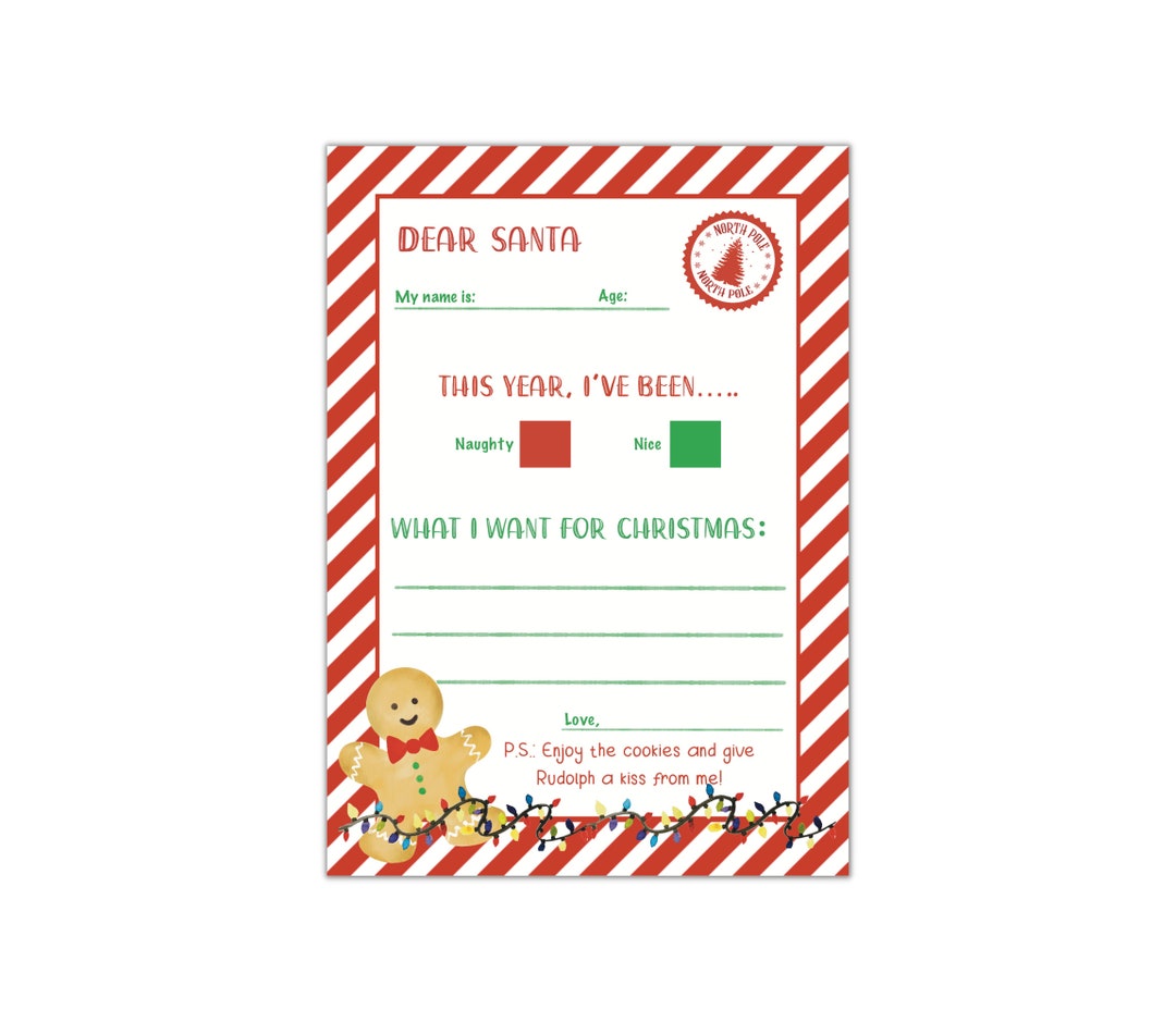 Printable Santa Letter Dear Santa Naughty or Nice Kids - Etsy