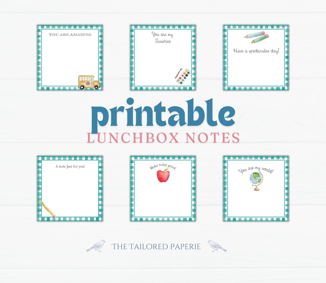 Printable Lunchbox Notes PDF Instant Download 4 X 4 Kids Love Notes ...