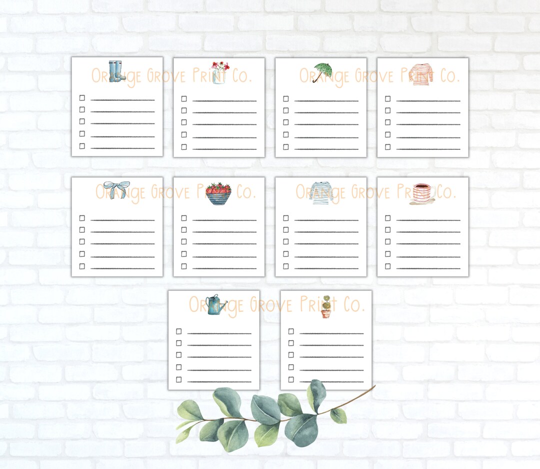 Printable Watercolor Daily to Do List PDF Download Notes Spring ...