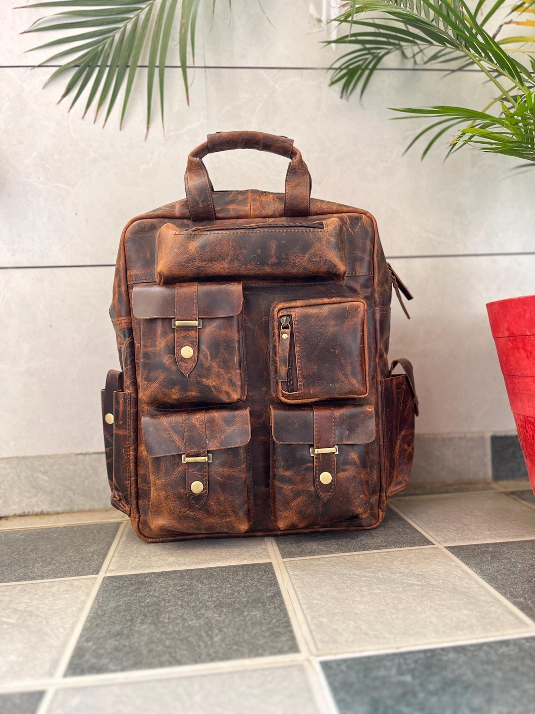 Designer Crunch Leather Backpack Multi Uses Bags Hot Sale Genuine ...