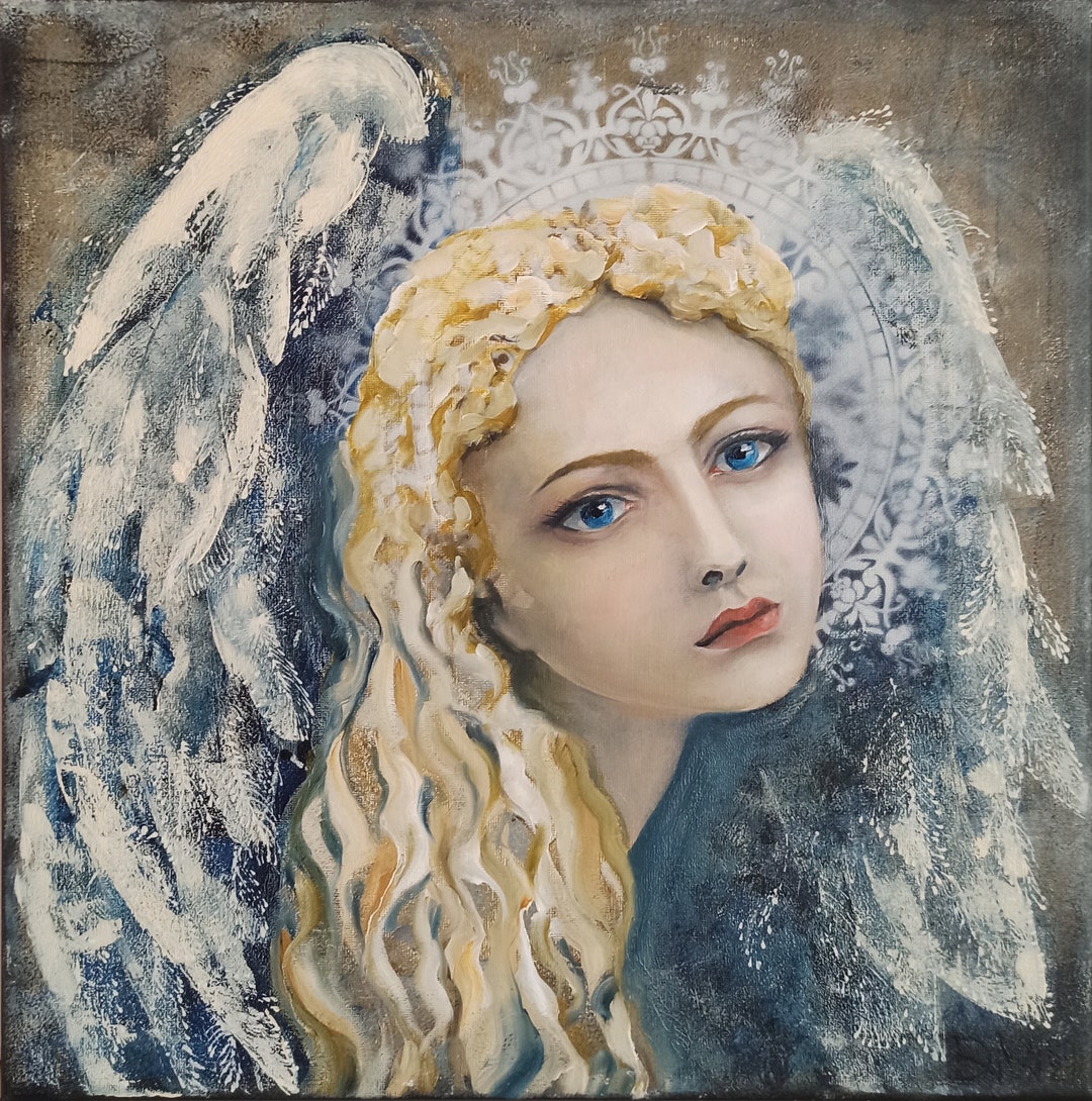 Angel Original Painting, White Angel Artwork - Etsy
