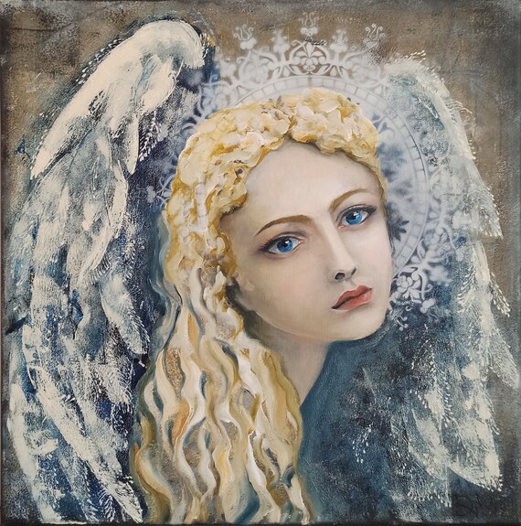 Angel Original Painting White Angel Artwork - Etsy