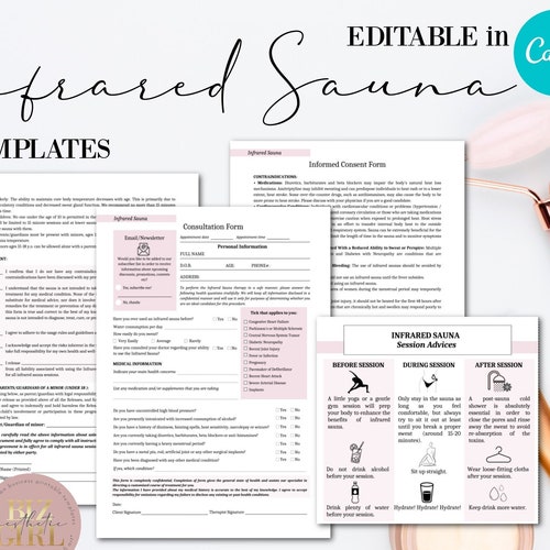Editable Infrared Sauna Consent Form Detox Sauna Intake Form - Etsy