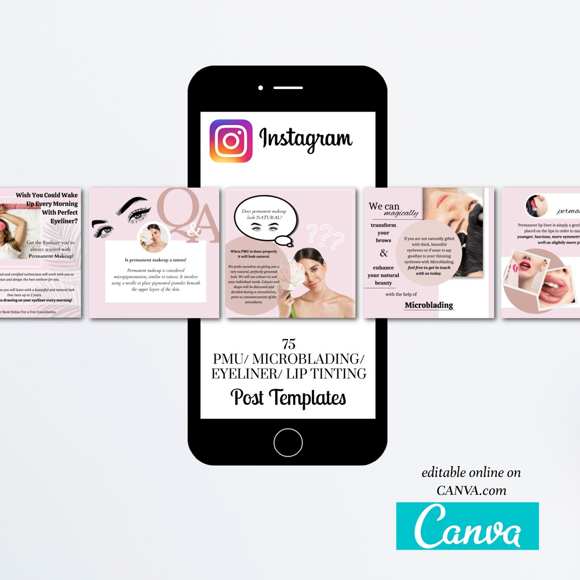 Editable Permanent Makeup Instagram Post Templates PMU IG - Etsy