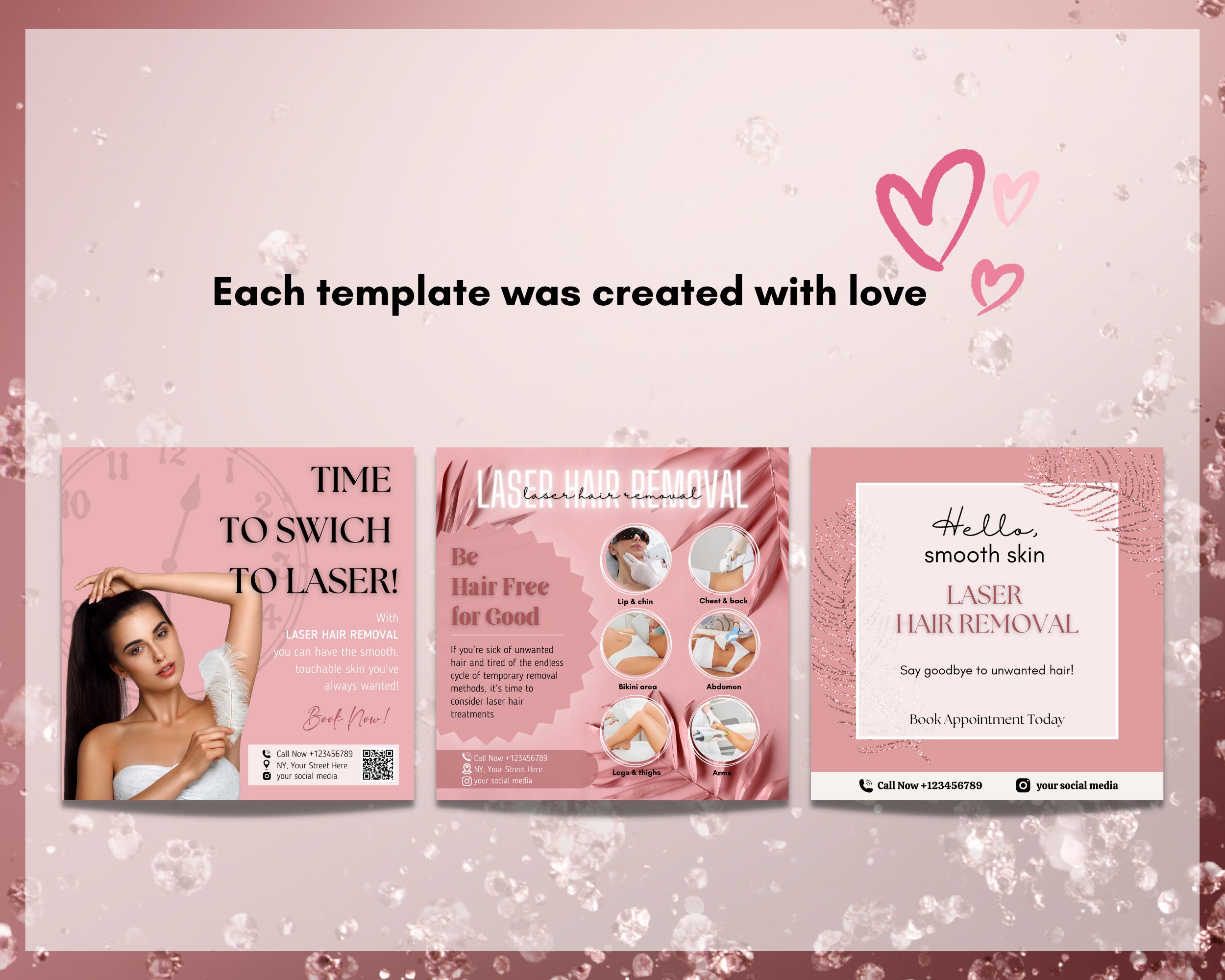 Laser Hair Removal Flyer Templates, Esthetician Templates, Beauty Salon ...