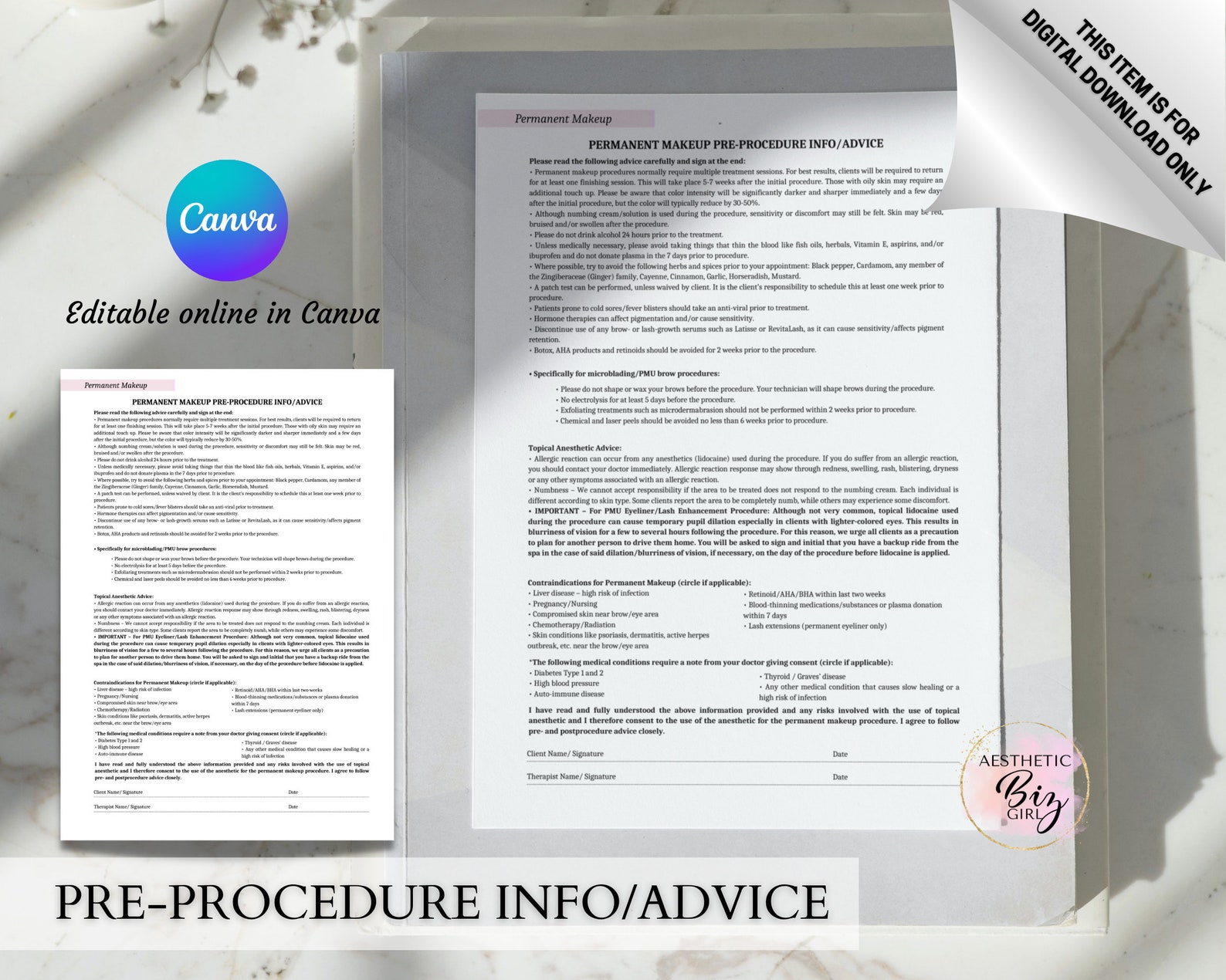 Editable Permanent Makeup Forms PMU Client Intake Forms - Etsy UK