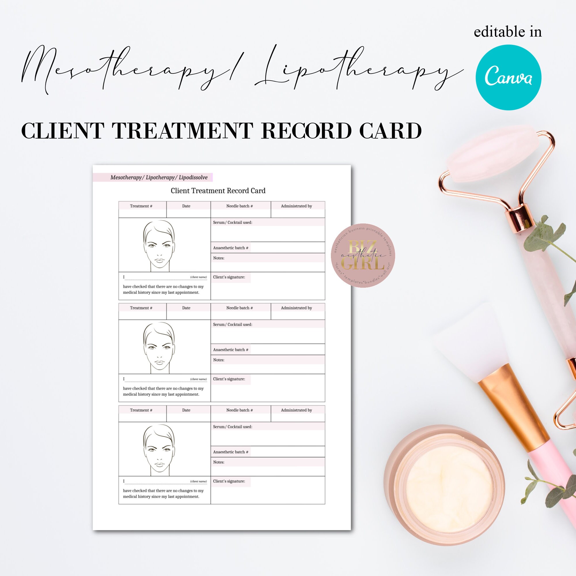 Editable Mesotherapy/ Lipotherapy/ Lipodissolve Forms, Esthetician ...