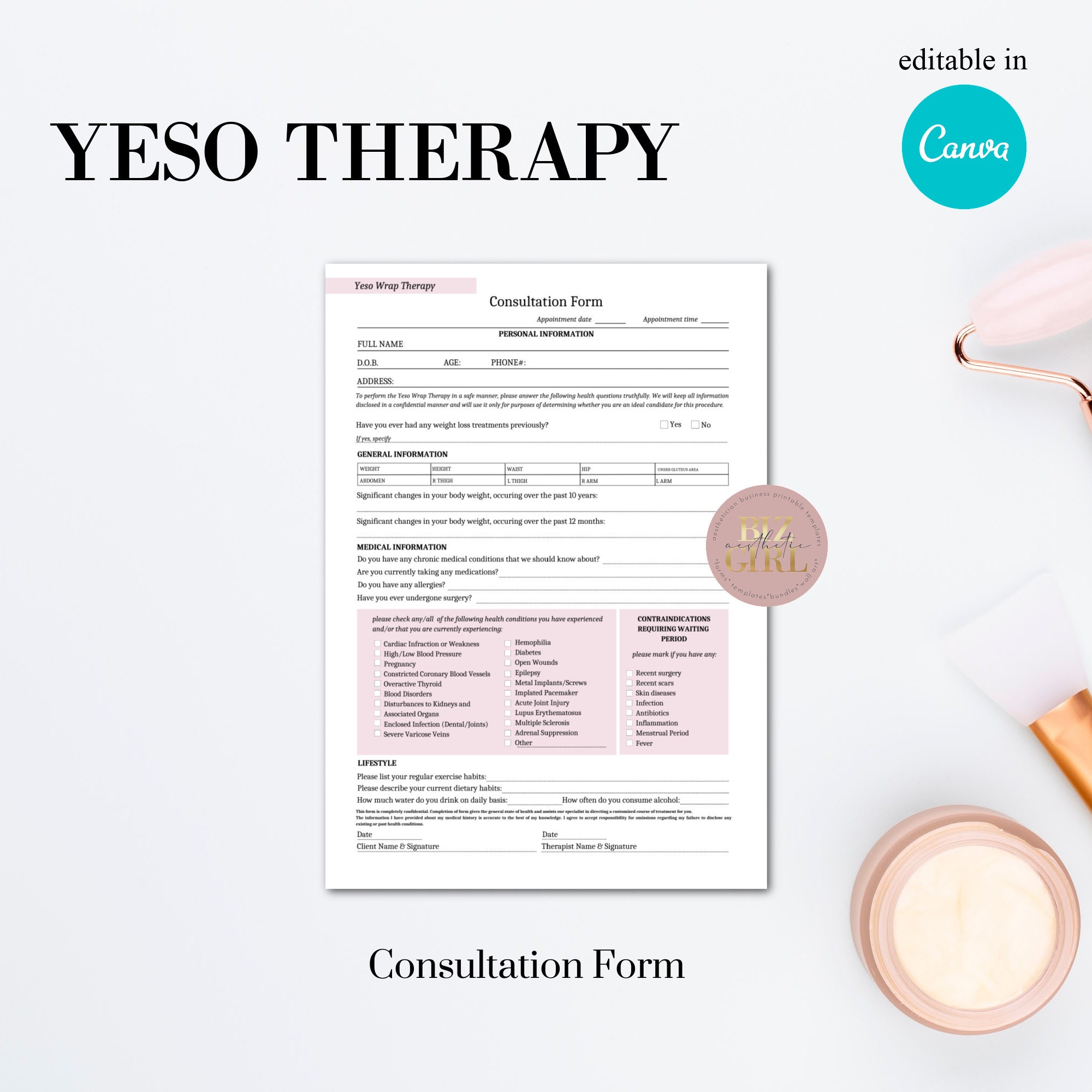 Editable Yeso Therapy Forms, Body Slimming Wrap Templates, Body ...