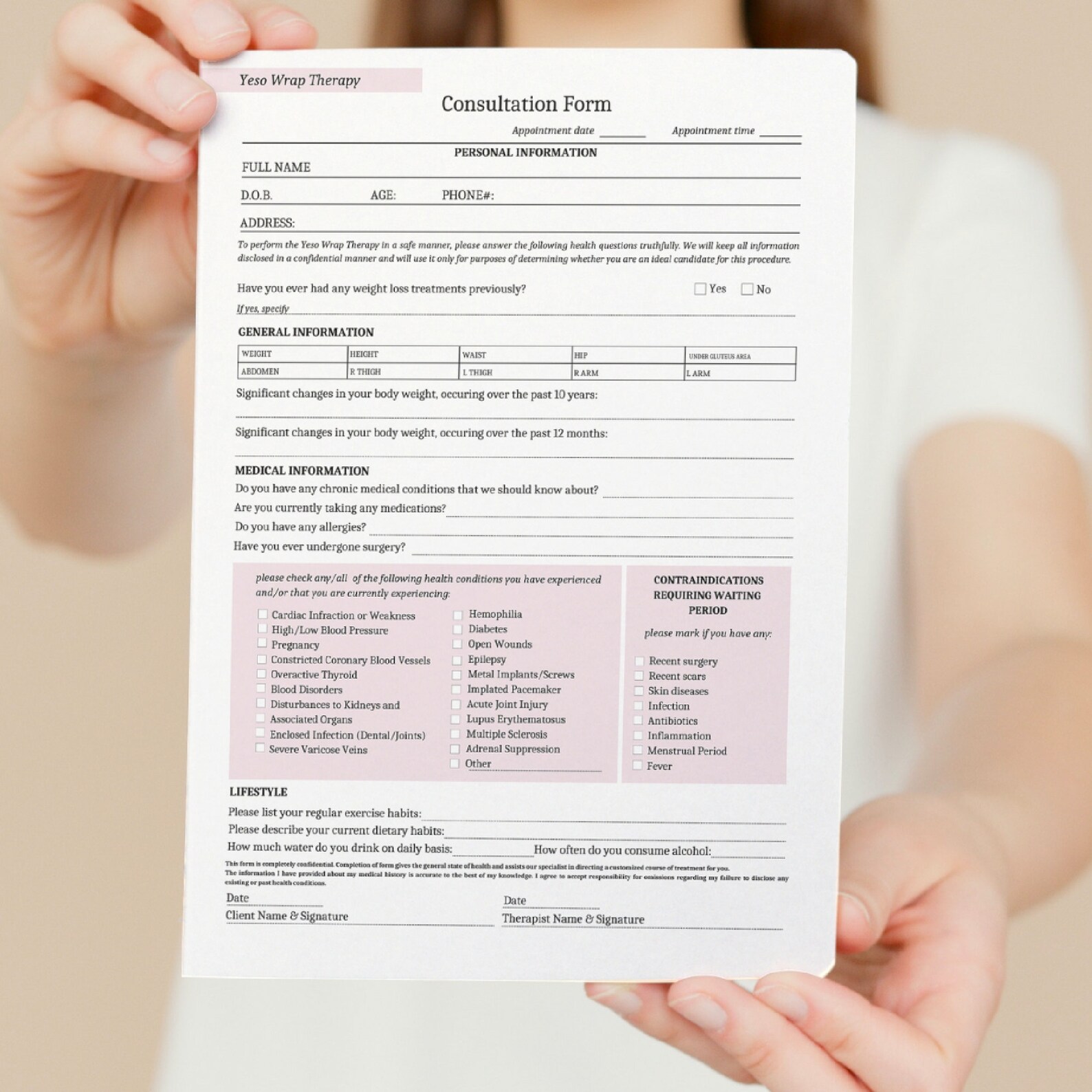 Editable Yeso Therapy Forms, Body Slimming Wrap Templates, Body ...