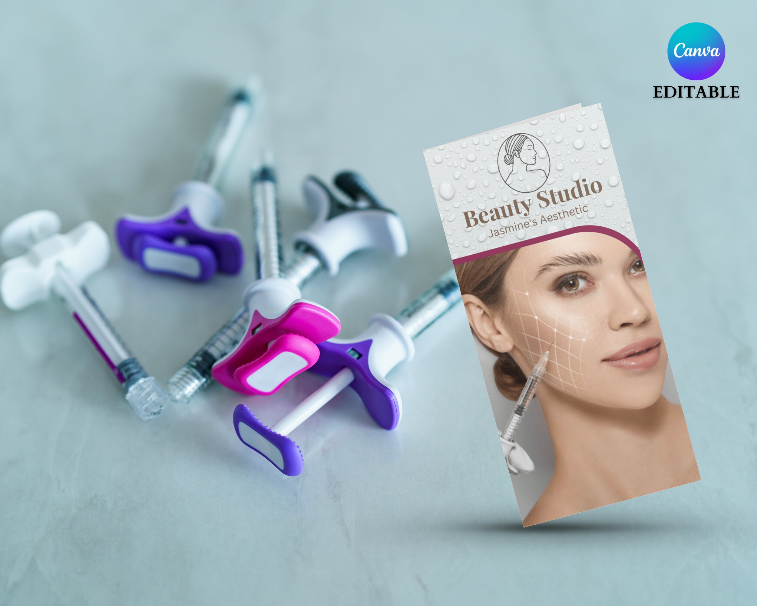 Dermal Filler Trifold Leaflet, Editable Filler Booklet, Hyaluronic Acid ...