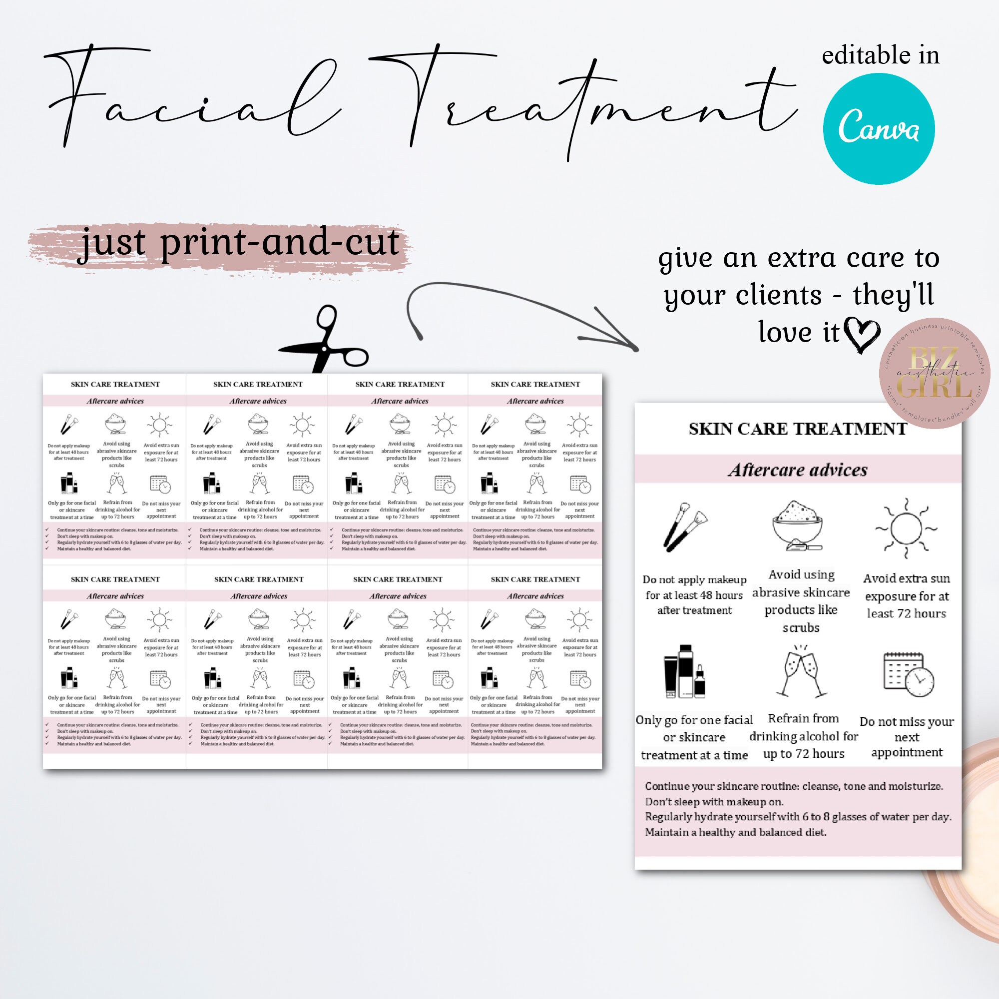 Editable Aesthetician Templatesprintable Skincare Forms - Etsy