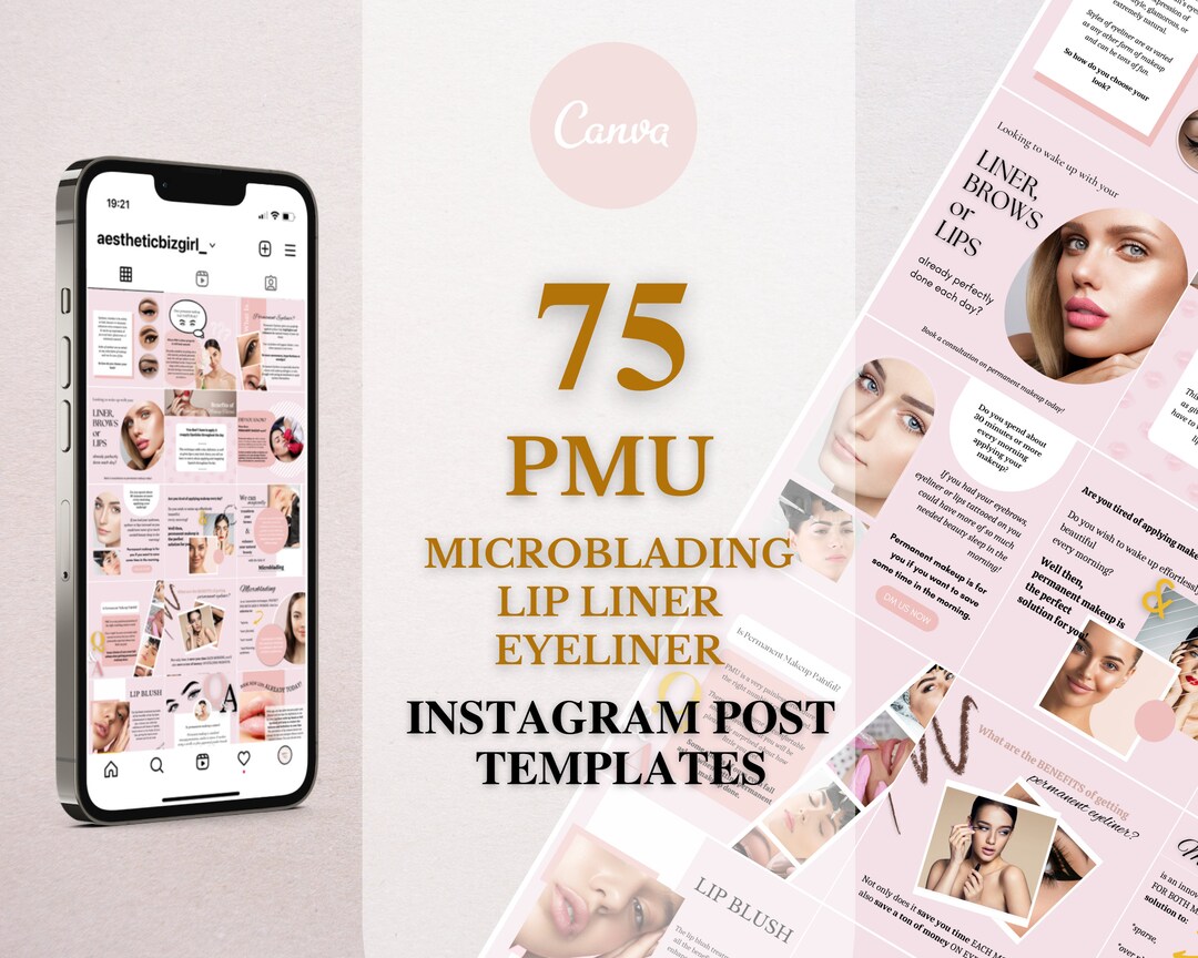 Editable Permanent Makeup Instagram Post Templates, PMU IG Feed ...