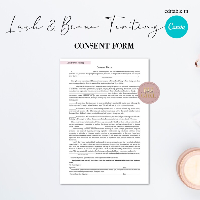 Editable Lash and Brow Tinting Forms Eyebrow Tint | Etsy
