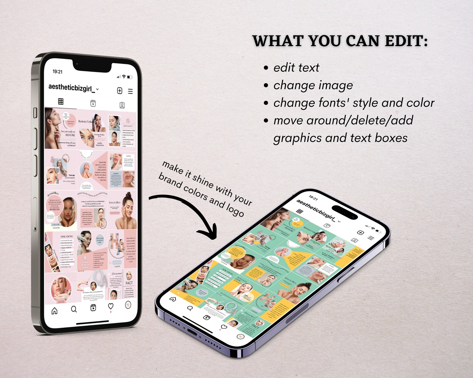 Dermal Fillers Instagram Post Templates, Hyaluronic Acid IG Feed, Botox ...