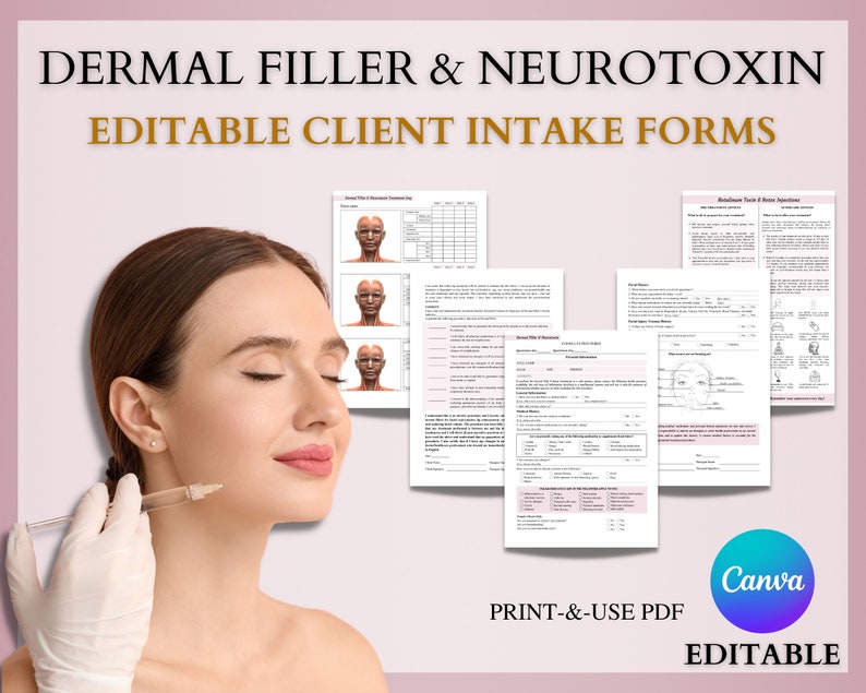 Dermal Filler and Neurotoxin Editable Forms, Botox Client Intake Form ...