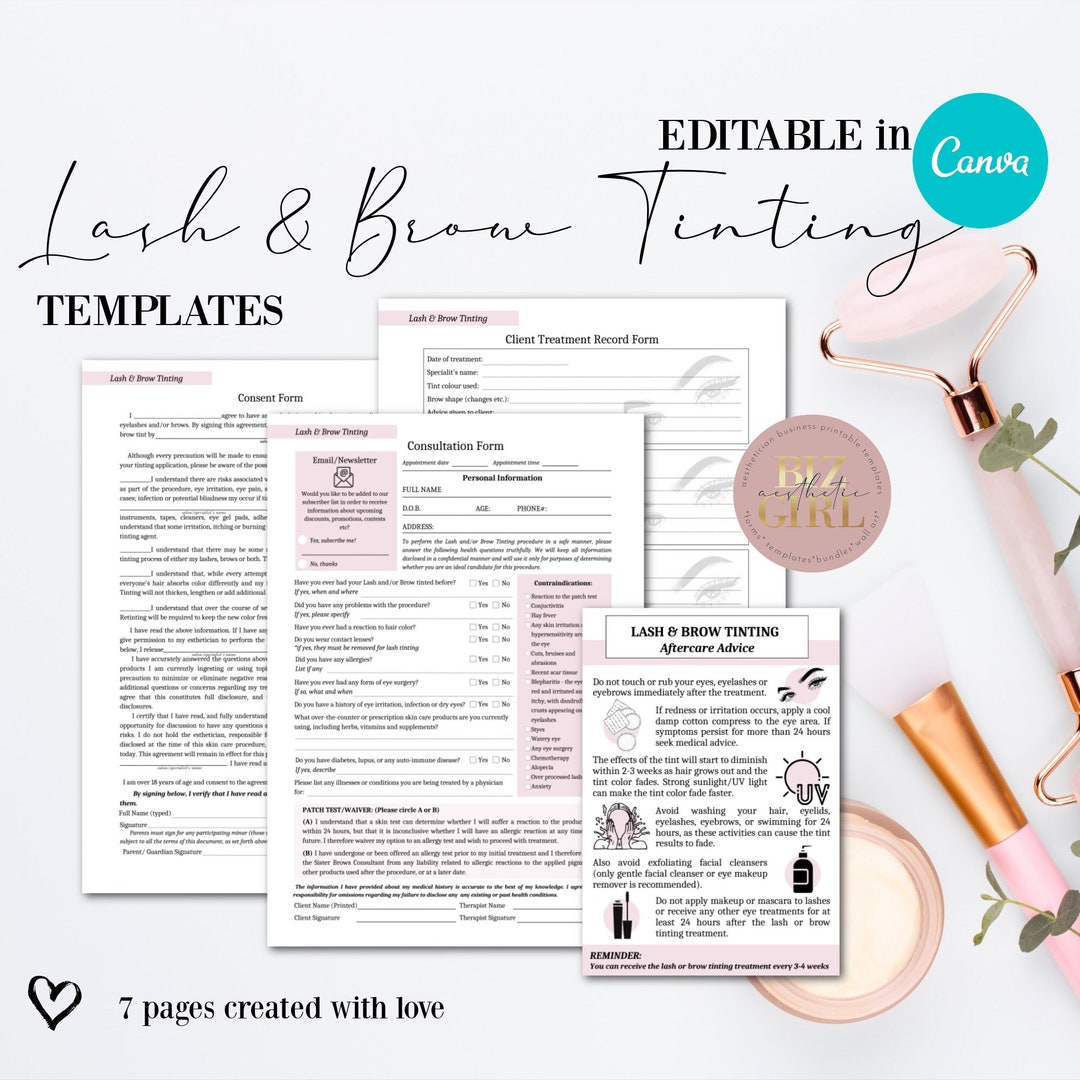 Editable Lash and Brow Tinting Forms, Eyebrow Tint Consultation ...