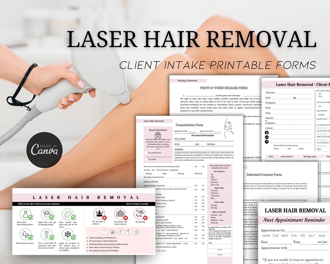 Laser Hair Removal Forms Esthetician Cosultation Forms Beauty Salon ...