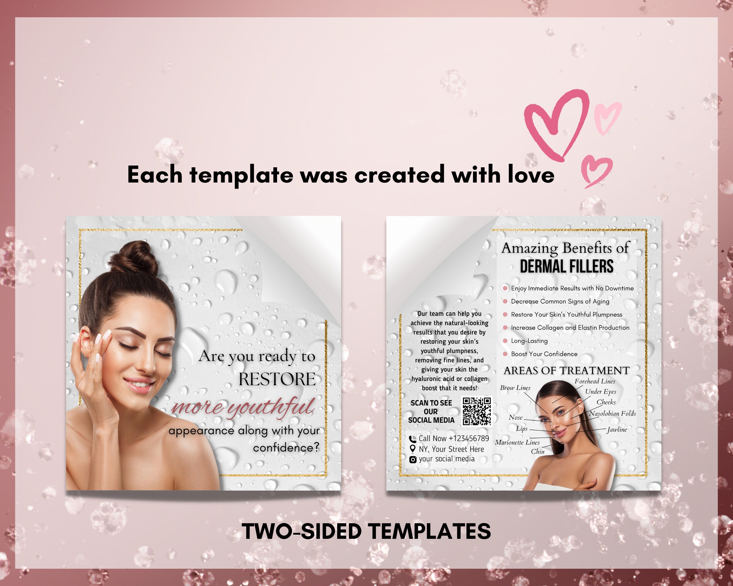 Dermal Filler Flyer Template, Editable in Canva, Hyaluronic Acid Lip ...