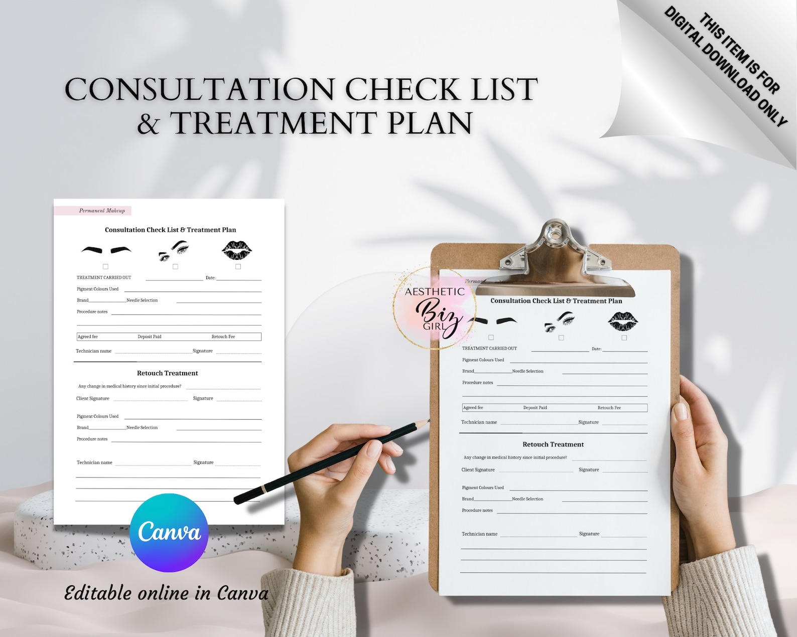Editable Permanent Makeup Forms PMU Client Intake Forms - Etsy UK