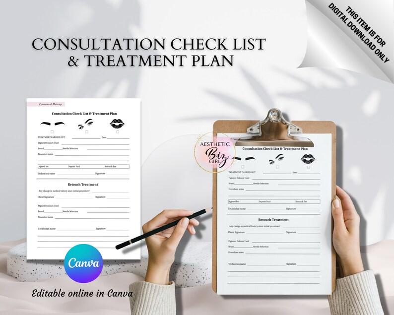 Editable Permanent Makeup Forms PMU Client Intake Forms - Etsy UK