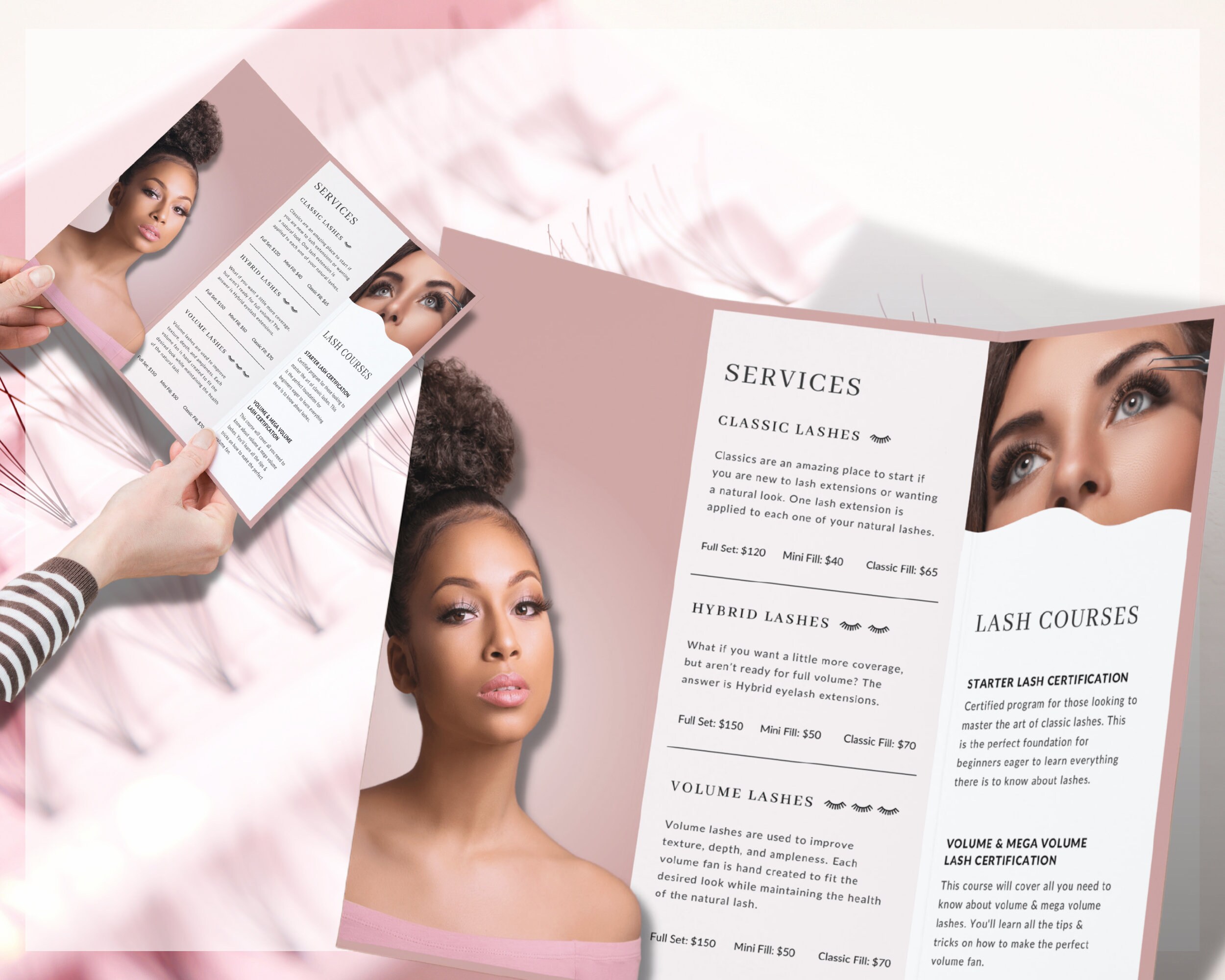 Eyelash Extensions Leaflet Template, Trifold Lash Service Brochure ...