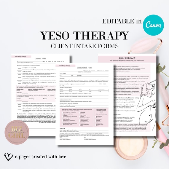 Editable Yeso Therapy Forms Body Slimming Wrap Templates - Etsy