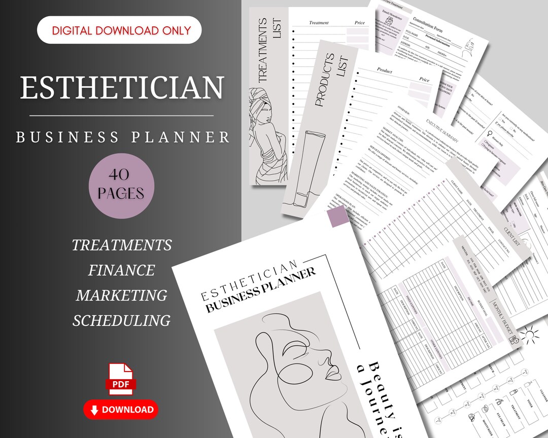Esthetician Business Planner, Cosmetologist Binder, Beautician ...