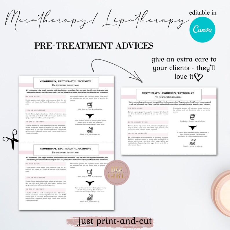 Editable Mesotherapy/ Lipotherapy/ Lipodissolve Forms, Esthetician ...
