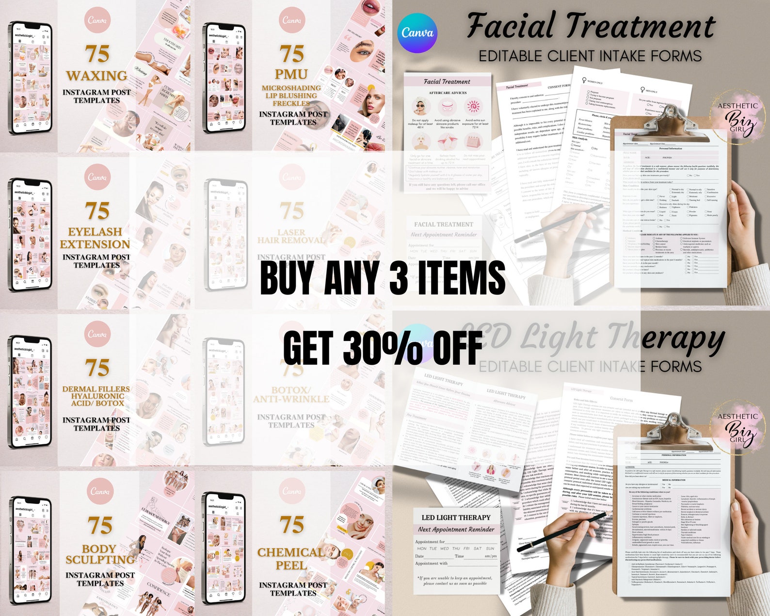 Dermal Fillers Instagram Post Templates, Hyaluronic Acid IG Feed, Botox ...