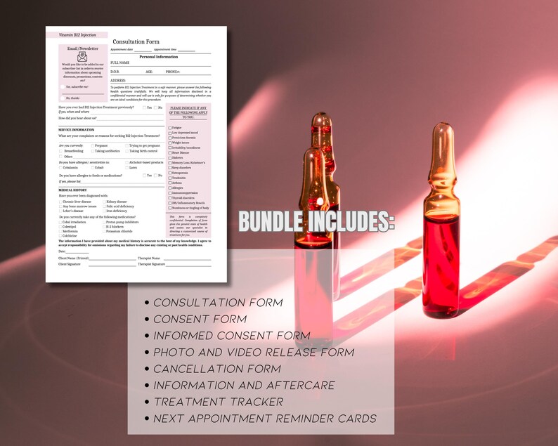 Vitamin B12 Injection Client Intake Forms | B12 Shot Consultation Forms ...