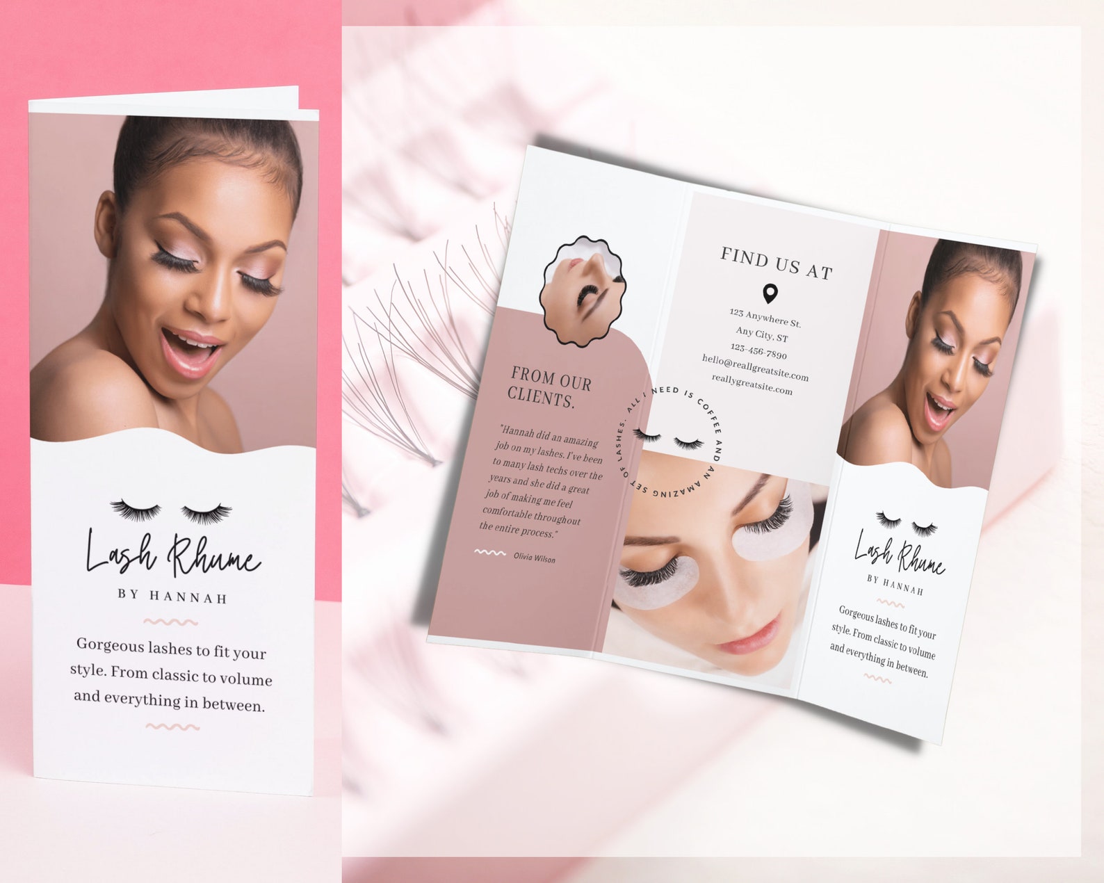 Eyelash Extensions Leaflet Template, Trifold Lash Service Brochure ...