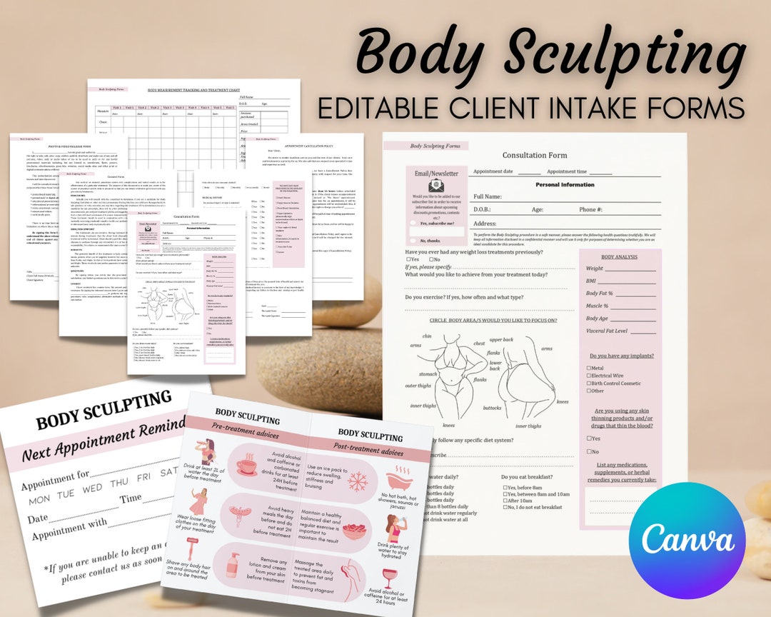 Body Sculpting Client Intake Form, Fat Cavitation, Body Contouring ...