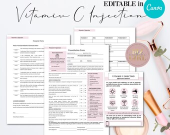 Editable Vitamin C Injection Forms, Consultation Forms, Client Intake ...