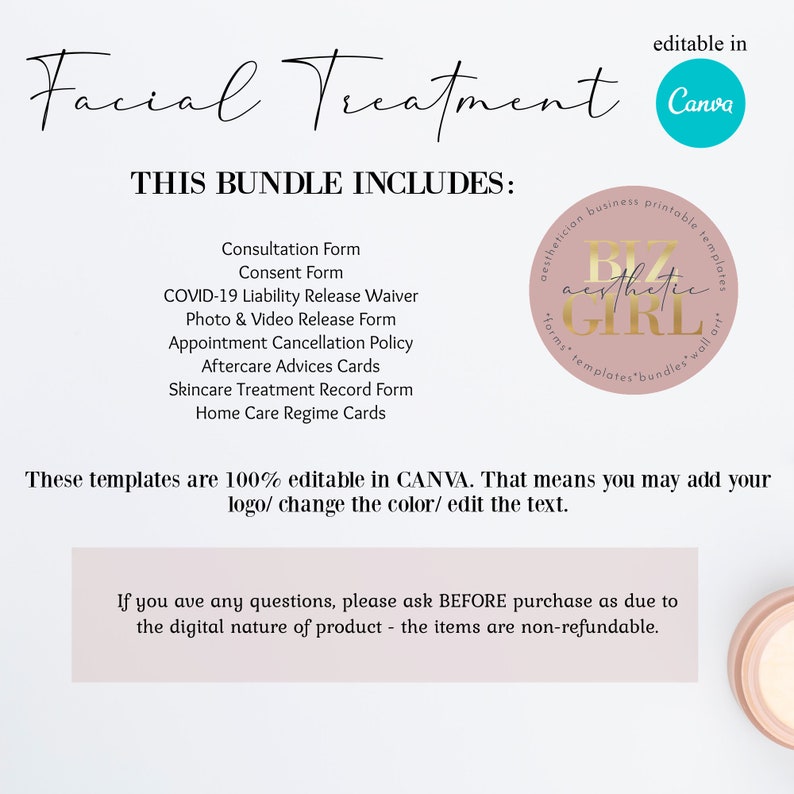 Editable Aesthetician Templatesprintable Skincare Forms - Etsy