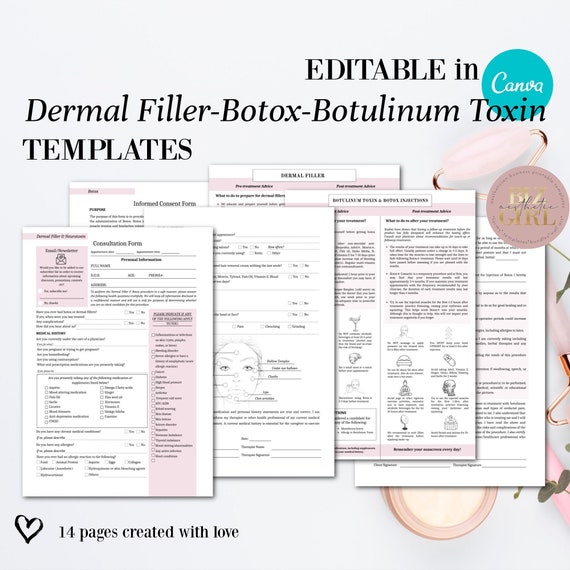 Editable Dermal Filler/ Botox/ Botulinum Toxin Forms - Etsy