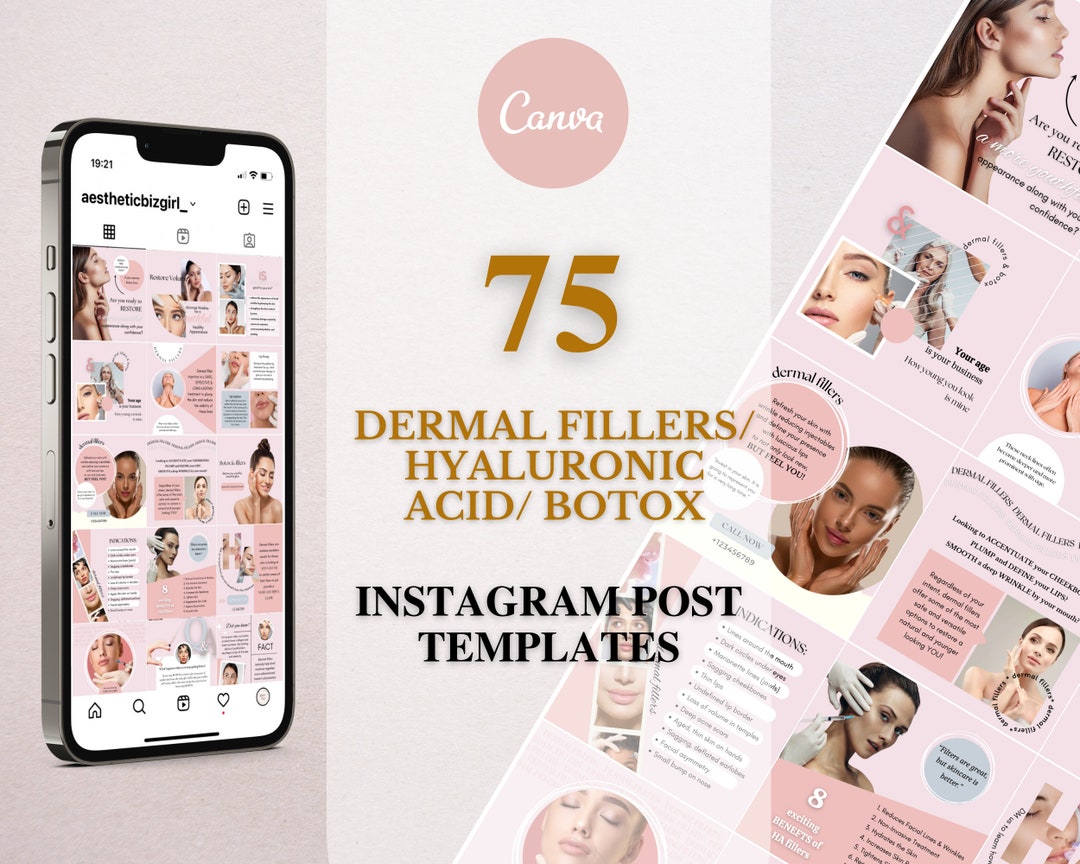 Dermal Fillers Instagram Post Templates, Hyaluronic Acid IG Feed, Botox ...
