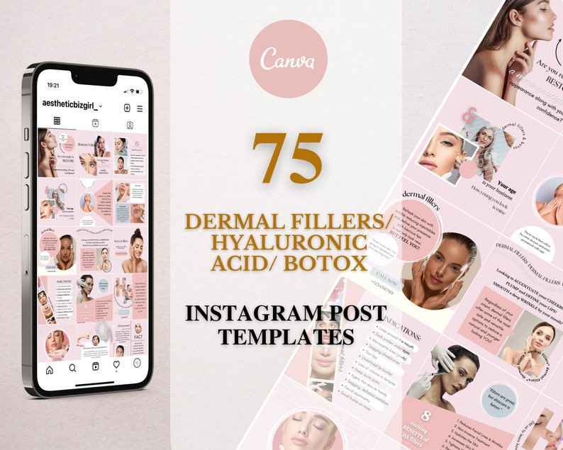 Dermal Fillers Instagram Post Templates, Hyaluronic Acid IG Feed, Botox ...