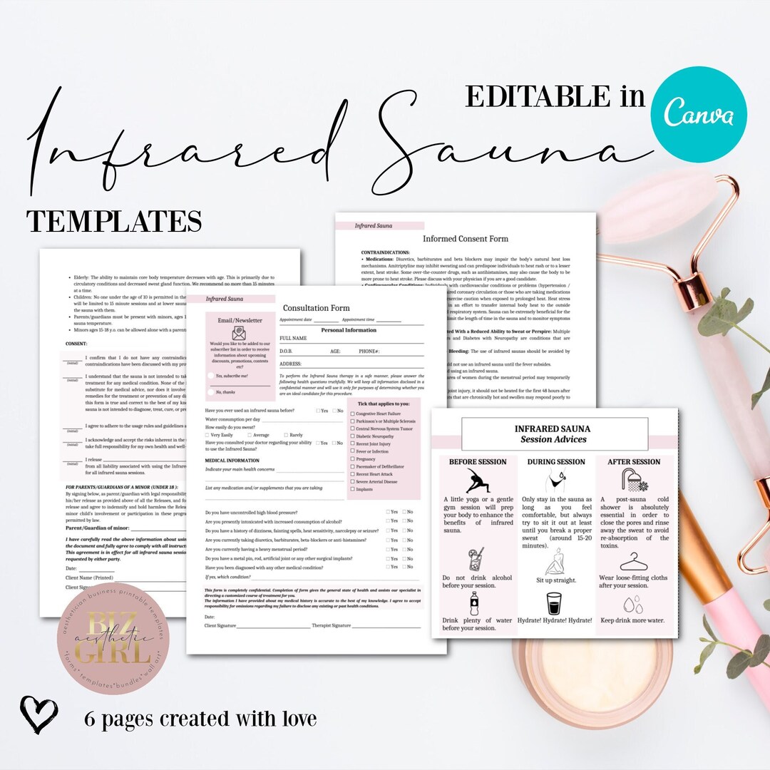 Editable Infrared Sauna Forms, Detox Sauna Consultation Form, Client ...