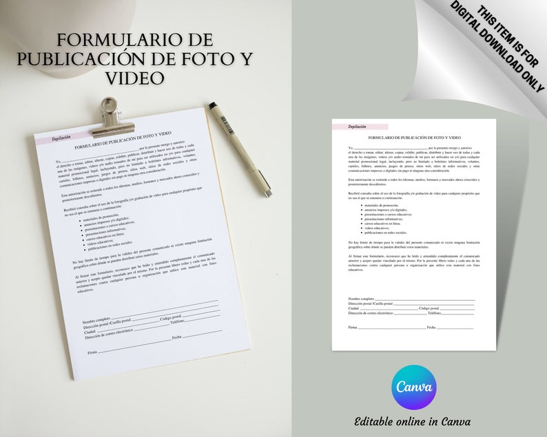 Spanish/espaÑol Forma De Depilación, Spanish Waxing Treatment Forms ...