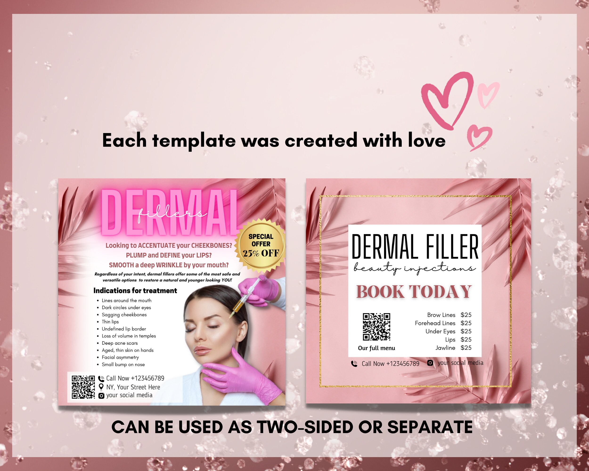 Dermal Filler Flyer Template, Editable in Canva, Hyaluronic Acid Lip ...