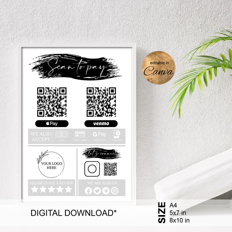 Editable Price List and QR Code Scan to Pay Sign, Beauty Salon Template ...