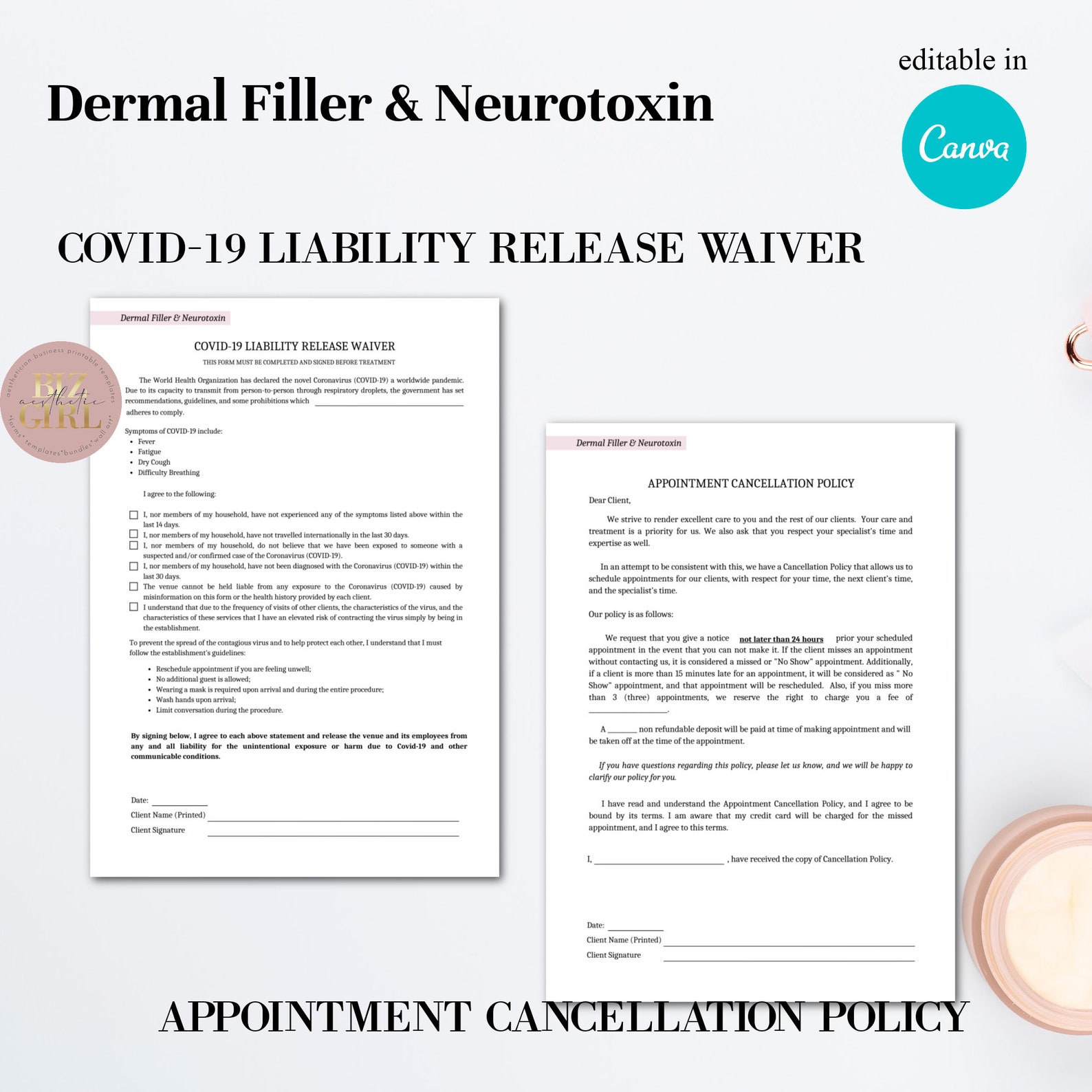 Editable Dermal Filler/ Botox/ Botulinum Toxin Forms - Etsy