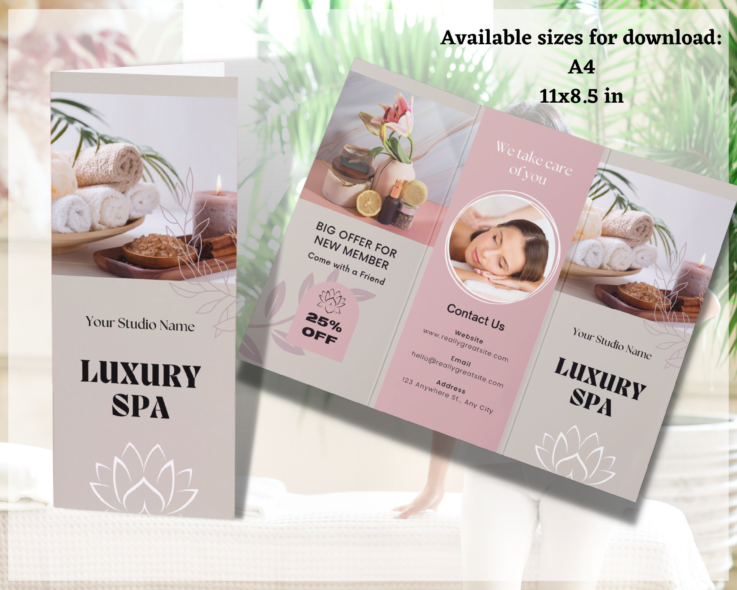 Massage Therapy Leaflet, Trifold Spa Salon Brochure, Editable Massage ...