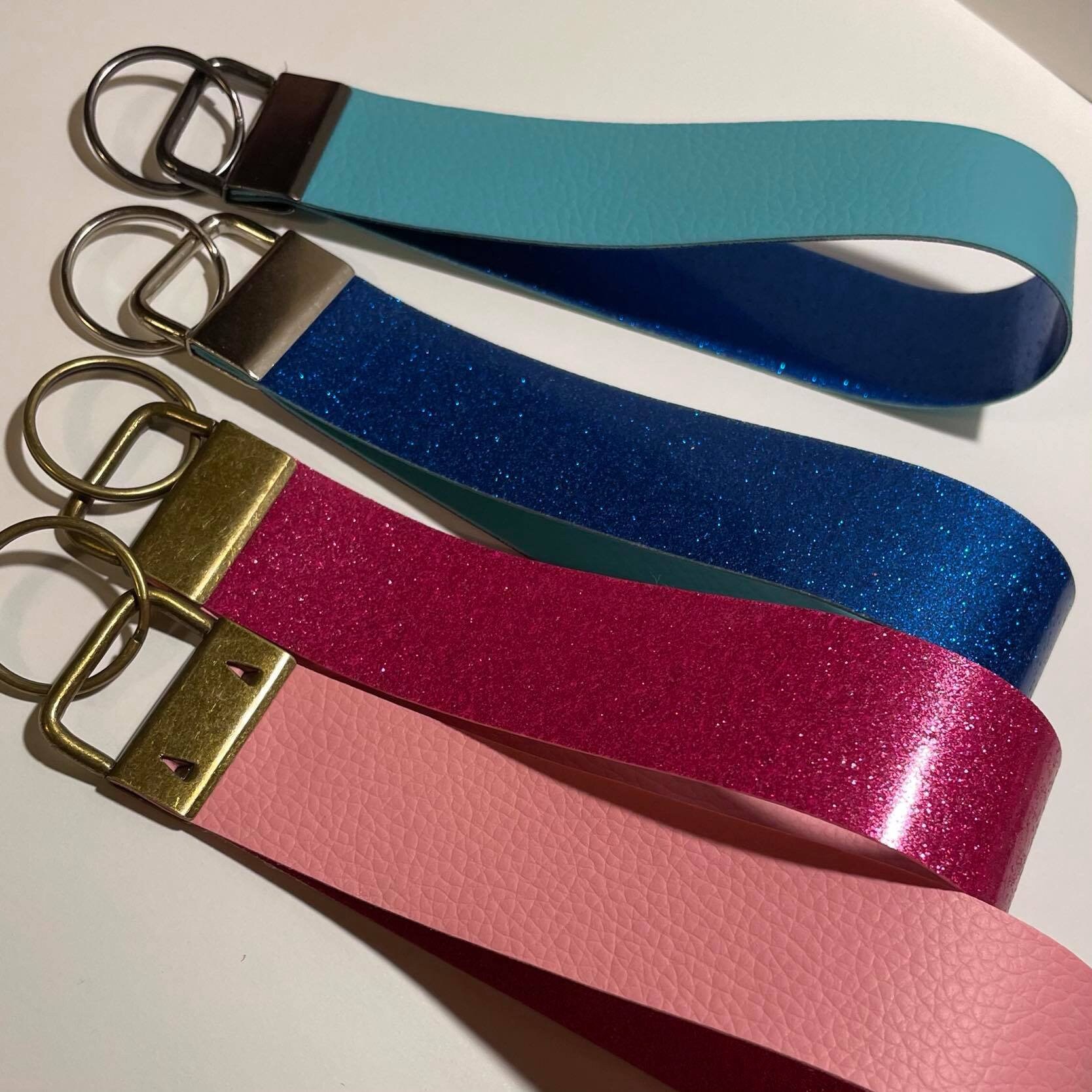 Light Blue Key Fobs Light Pink Key Fobs Key Chains Glittery | Etsy