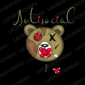 Anti-social Bear PNG: Sublimation Design (digital Download) - Etsy