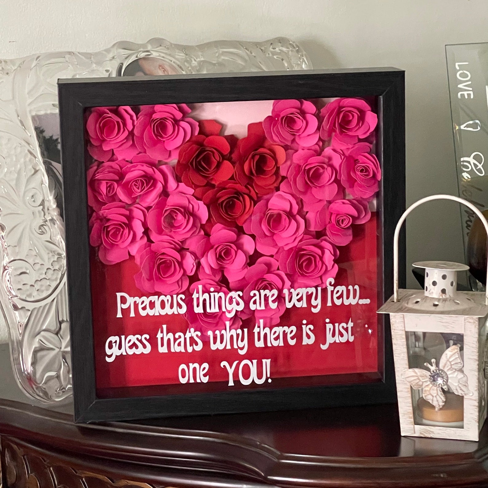 Paper Roses Shadow Box 9x9 Customizable Shadow Box Red Roses - Etsy